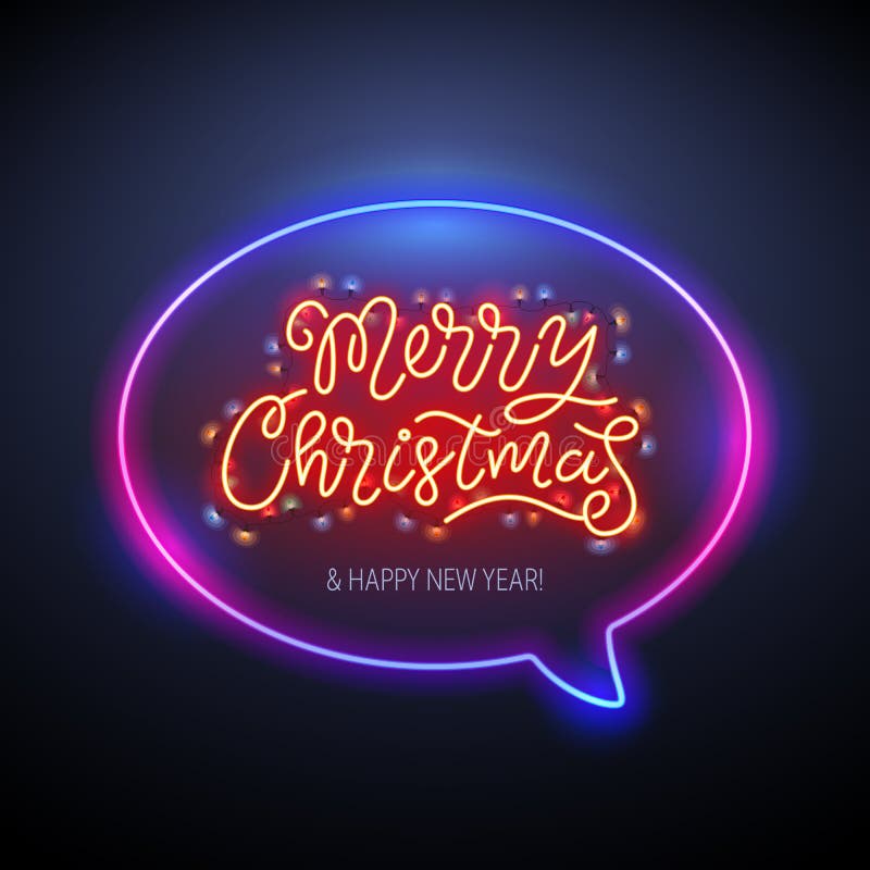 Merry Christmas Neon Message Stock Vector - Illustration of neon ...