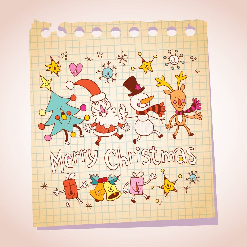 Merry Christmas Notepad Paper Message Stock Vector - Illustration of ...