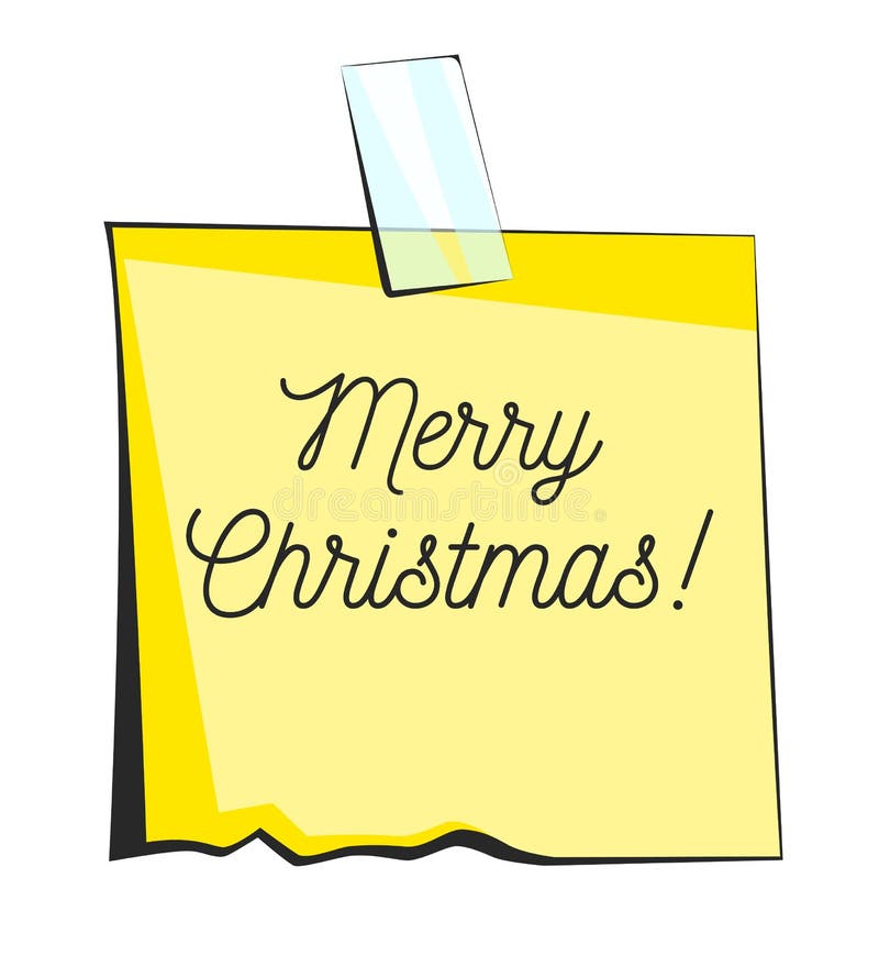 Merry Christmas Paper Sticky Note. Retro Reminder Sticker Stock ...