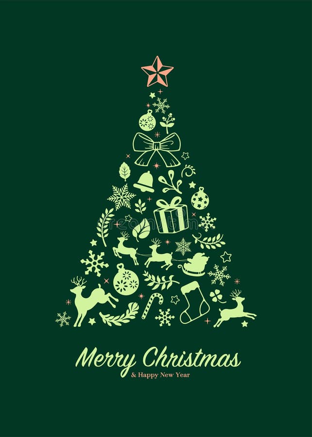 Merry Christmas Postcard Template Vector Illustration Stock Vector ...