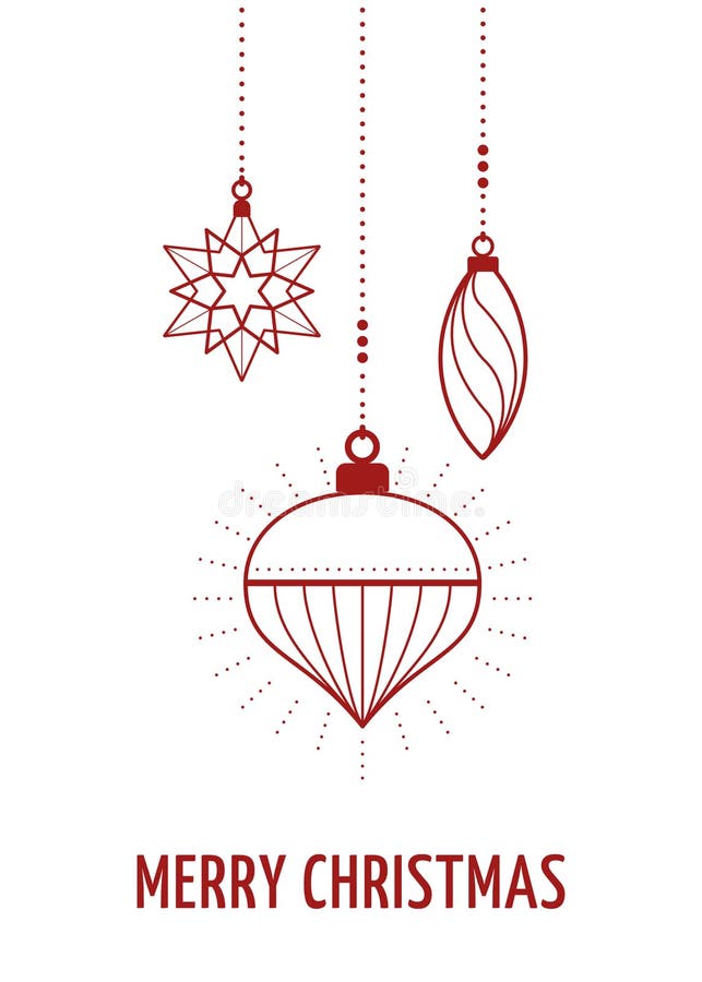 Merry Christmas Poster with Baubles Stock Vector - Illustration of ...