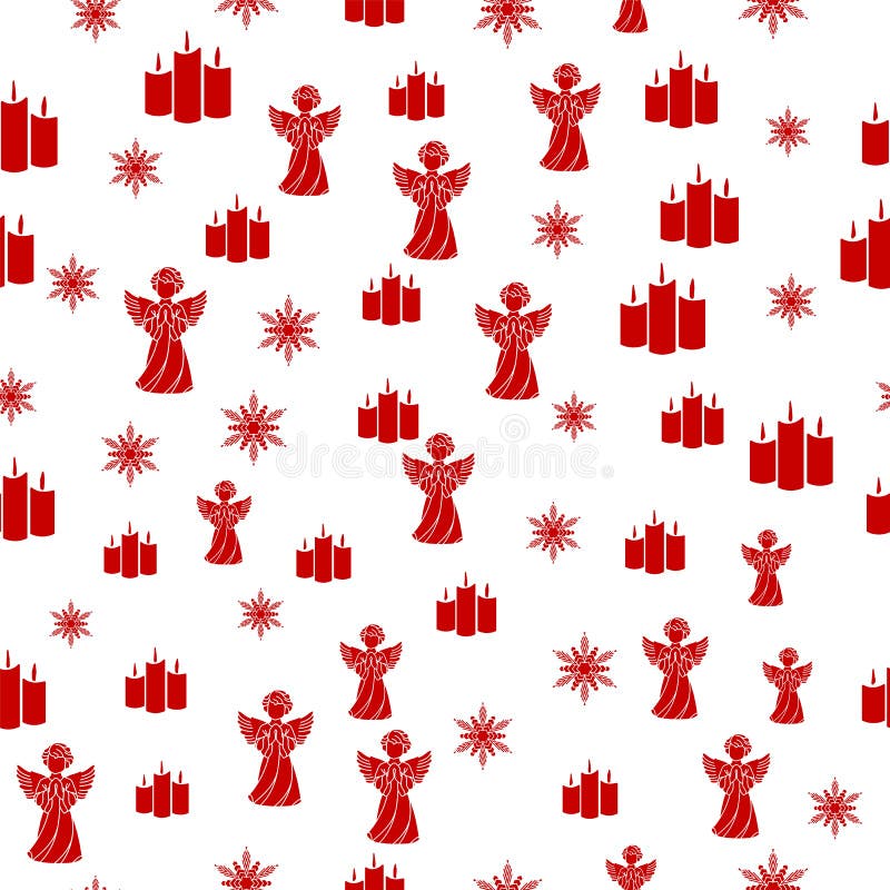 Merry Christmas Red Elements on White Background. Seamless Graphic ...
