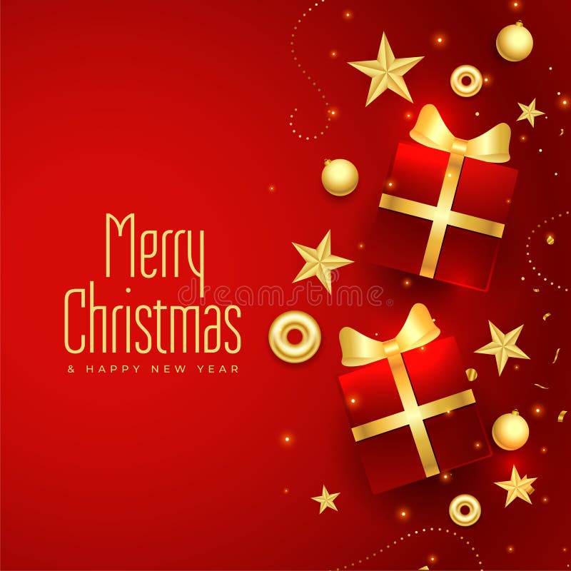 Merry Christmas Red Gift Card Background Design Stock Vector ...