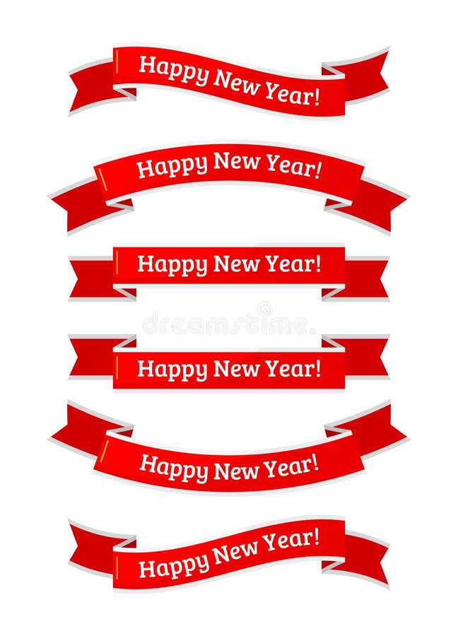 Happy New Year Ribbons with White Elements Stock Vector - Illustration ...