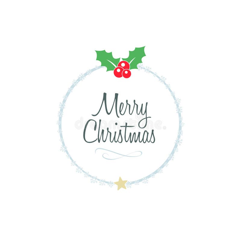 Merry Christmas & Happy New Year Round Frame Wreath Flat Design Stock ...