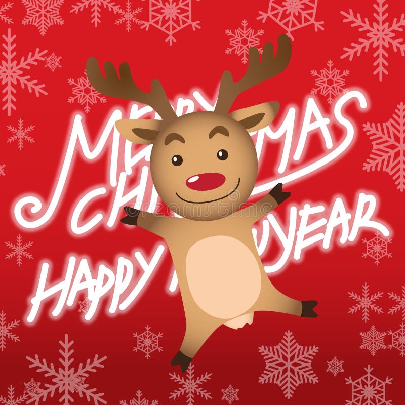 Merry Christmas and Rudolph Stock Vector - Illustration of characters ...