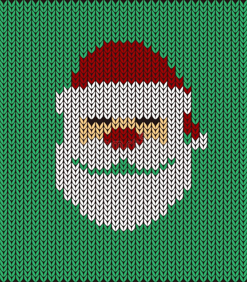 Merry Christmas Santa Claus on the Knitting Pattern Stock Illustration ...