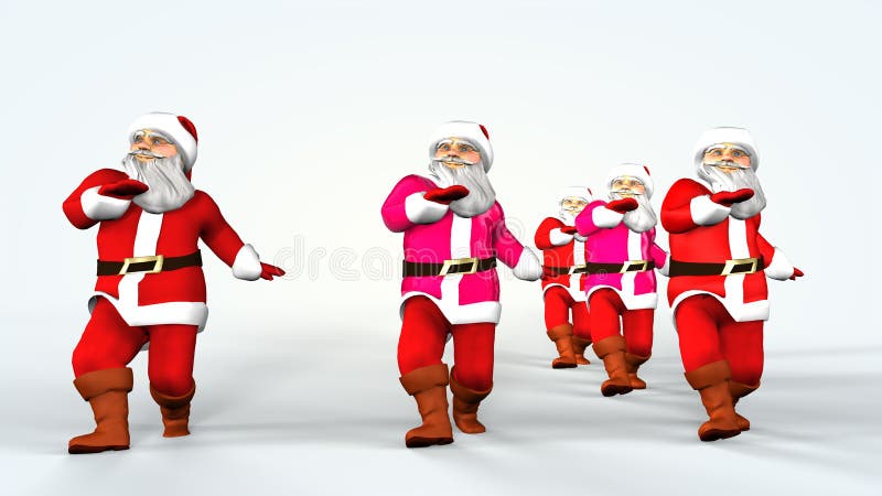 Merry Christmas Santa Clauses are Dancing. 3d Rendering Stock ...