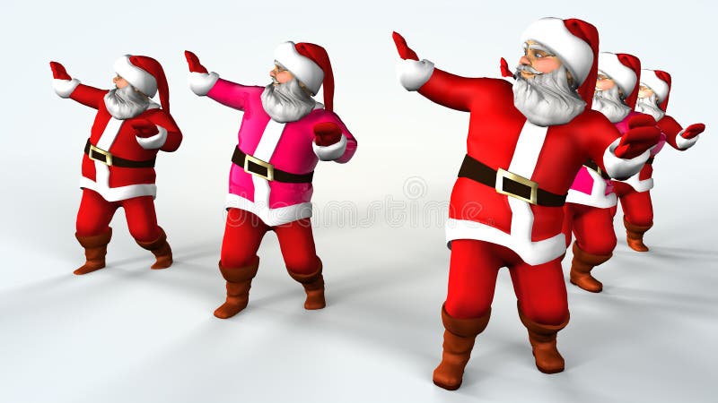 Merry Christmas Santa Clauses are Dancing. 3d Rendering Stock ...