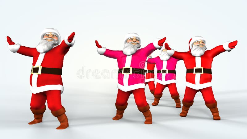 Merry Christmas Santa Clauses are Dancing. 3d Rendering Stock ...