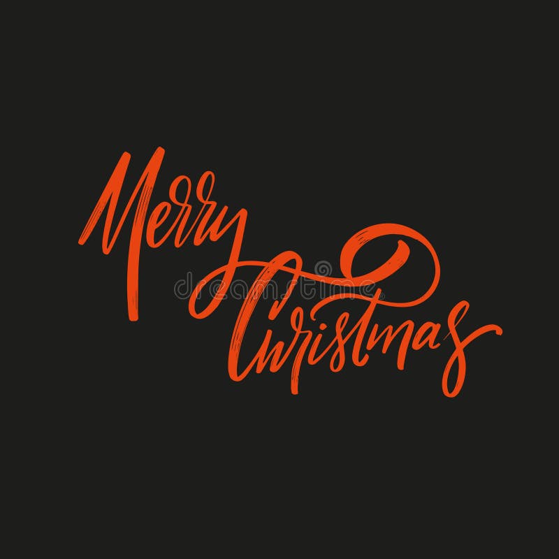 Merry Christmas Script Lettering. Winter Holiday Phrase Vector Art ...