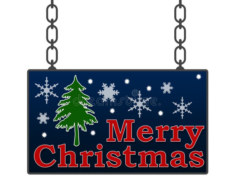 Merry Christmas Signboard stock illustration. Illustration of snowy ...