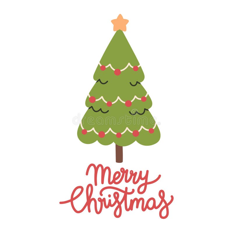 Merry Christmas Simple Card on White Background with Hand Written Text ...