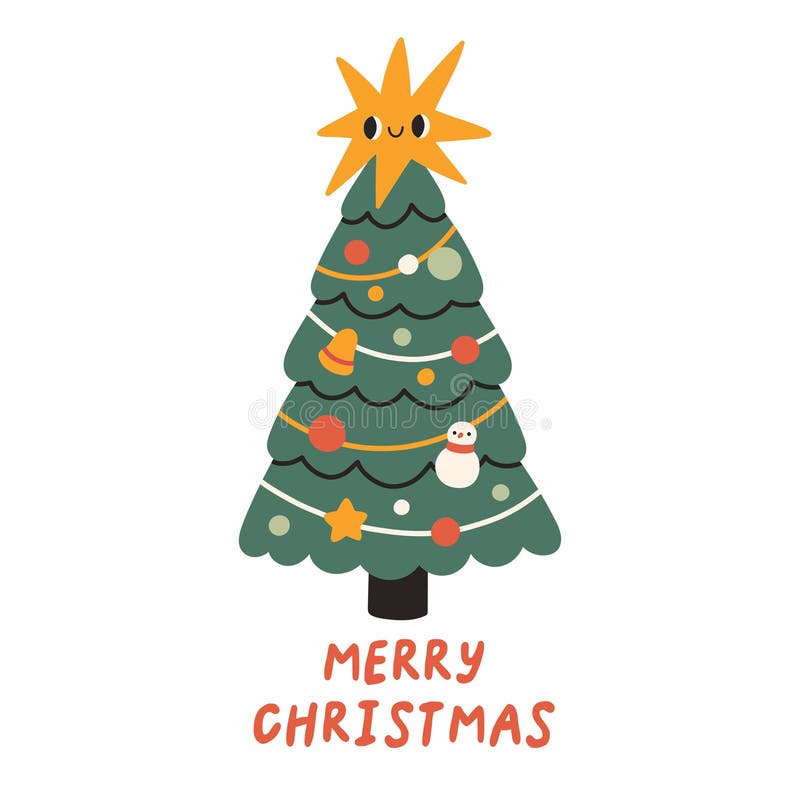 Merry Christmas Simple Card on White Background with Hand Written Text ...