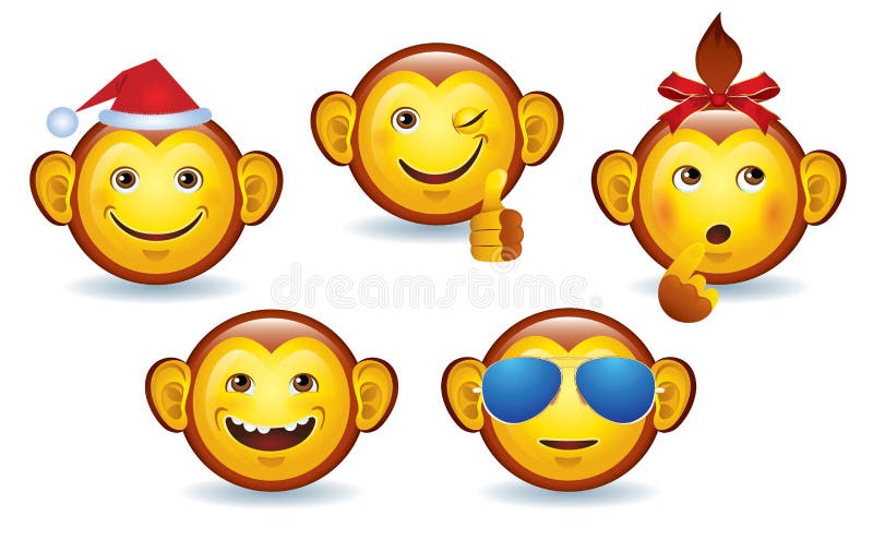 Merry Christmas Smiley Monkey Stock Illustration - Illustration of joke ...