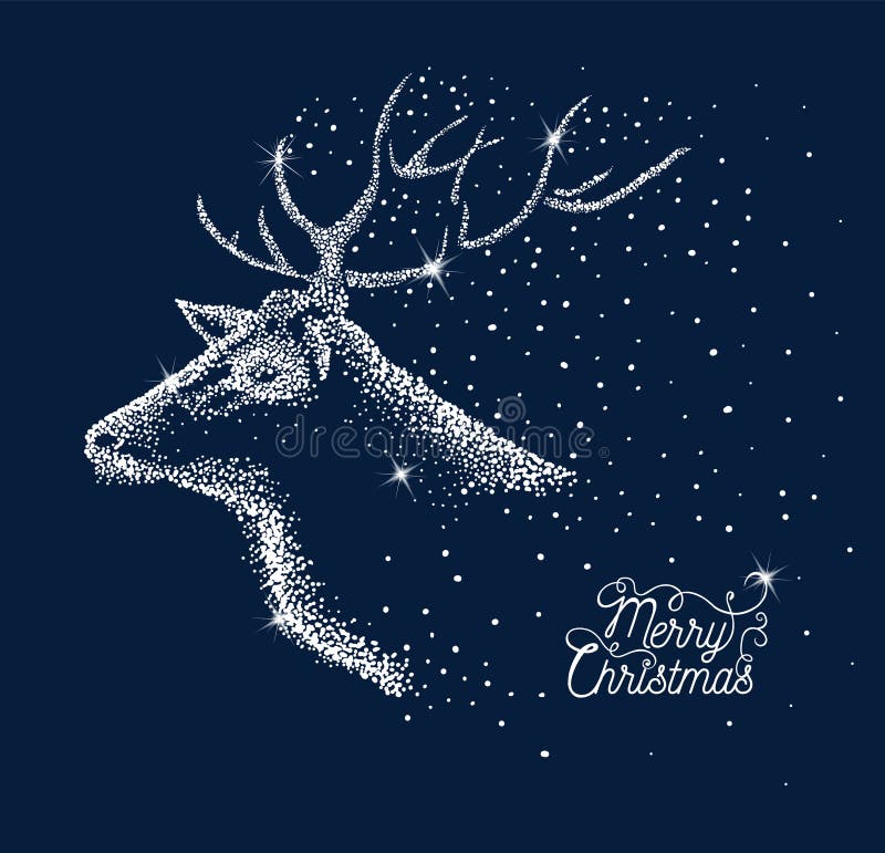 Merry Christmas. Snow Dot Deer. Hand Drawing. Not AI Stock Illustration ...