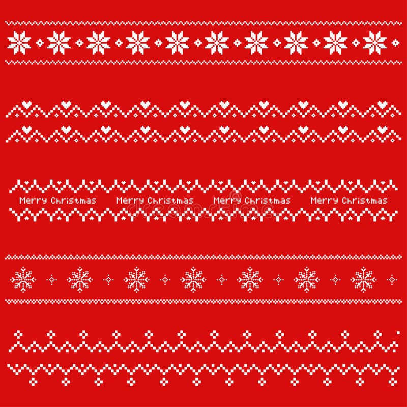 Merry Christmas Snowflake Line Border Seamless Pixel Art Style Stock ...