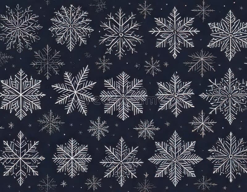 Merry Christmas Snowflake Pattern with Editable Line Icons Stock Photo ...