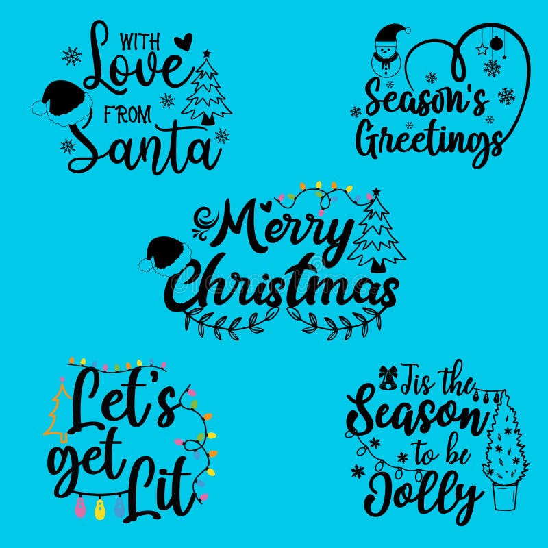 Merry Christmas SVG Bundle stock vector. Illustration of cartoon ...