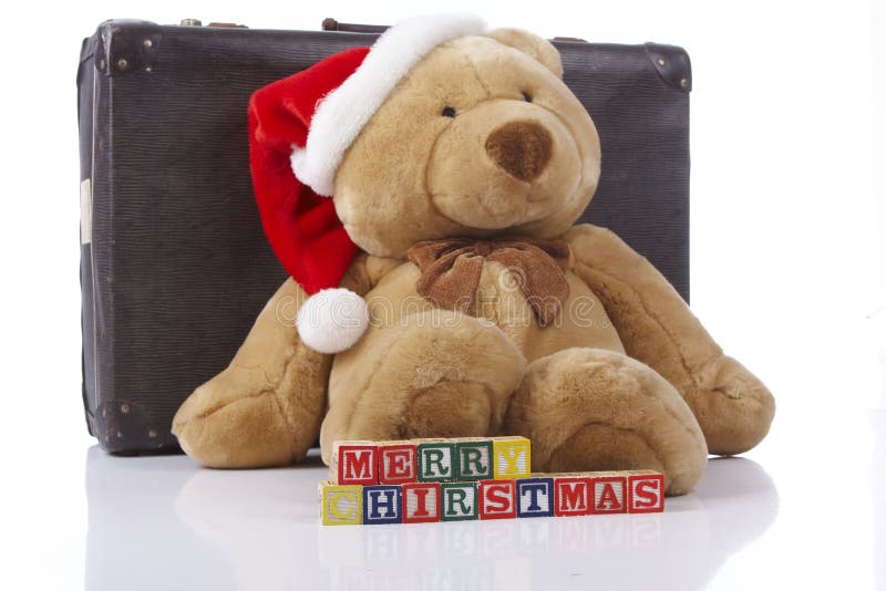 Merry Christmas teddy bear stock image. Image of cute - 16537461
