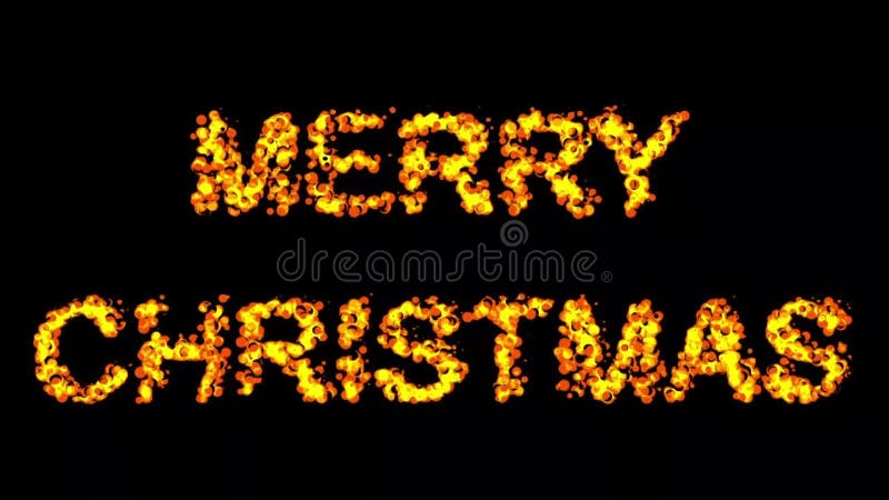 Merry Christmas Text with Fire Particles Effect on Plain Black ...