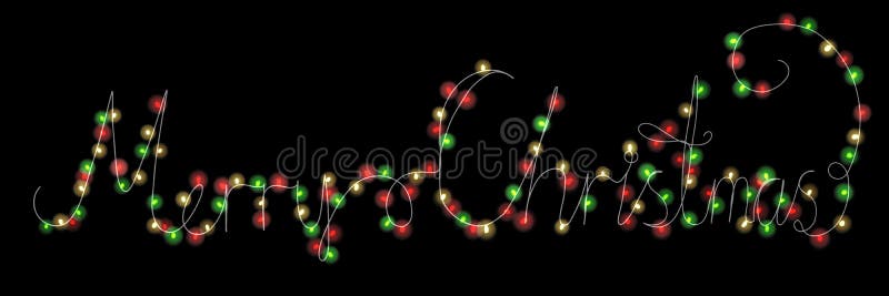 Merry Christmas Text with Christmas Lights Card Greeting Card Stock ...