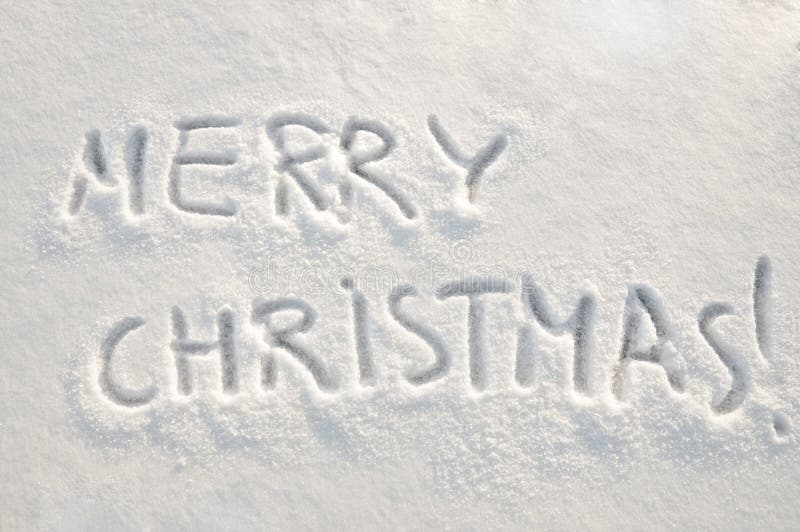 Merry Christmas Text on Snow Stock Image - Image of groove, outdoor ...