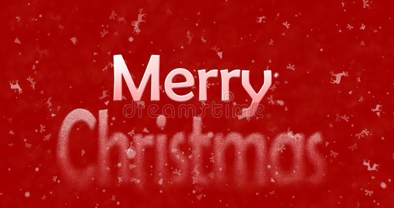 Merry Christmas Text Turns To Dust from Bottom on Red Background Stock ...