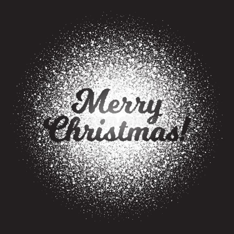 Merry Christmas Text White Shimmer Light Particles Greeting Card Design ...