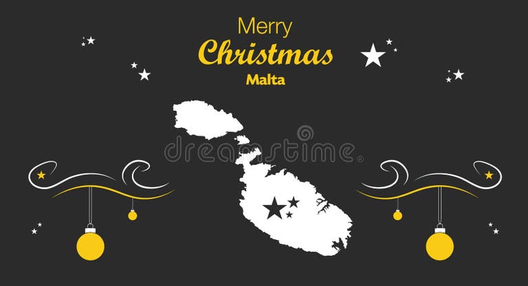 Merry Christmas Theme with Map of Malta Stock Illustration ...