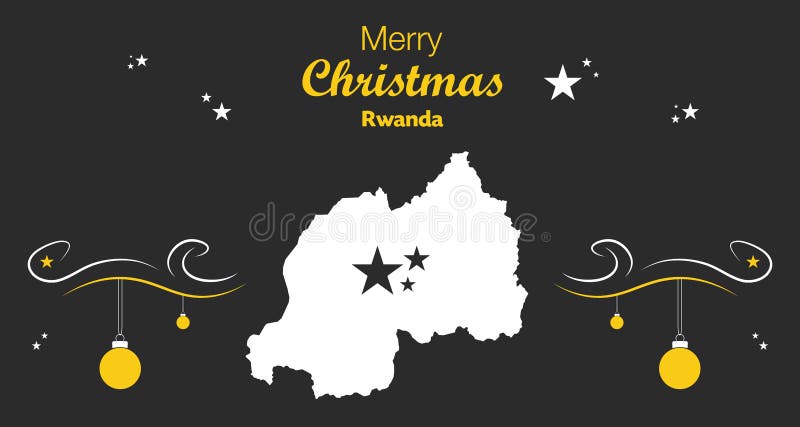 Merry Christmas Theme with Map of Rwanda Stock Illustration ...