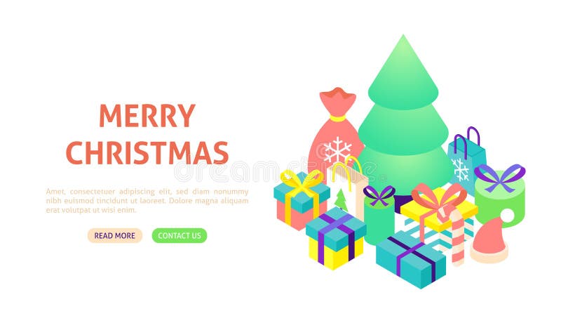 Merry Christmas Tree Banner Stock Vector - Illustration of template ...