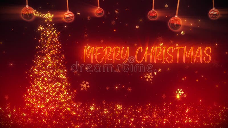 Merry Christmas Tree with Falling Snow and Decorations Loop Background ...