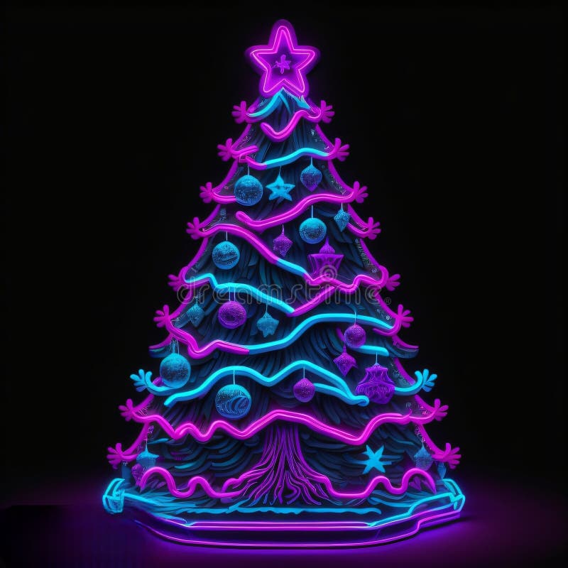 Merry Christmas Tree, Merry Christmas Glow, Glow in the Dark Stock ...