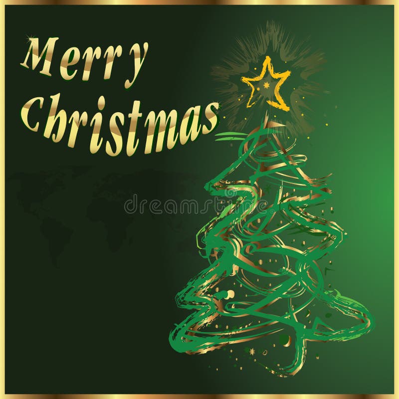 Merry Christmas and tree. stock illustration. Illustration of snowflake ...