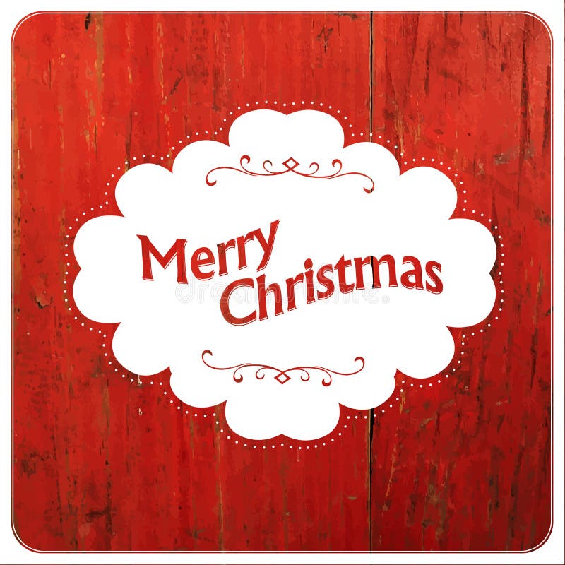 Merry Christmas VIntage Design on Red Planks Stock Vector ...