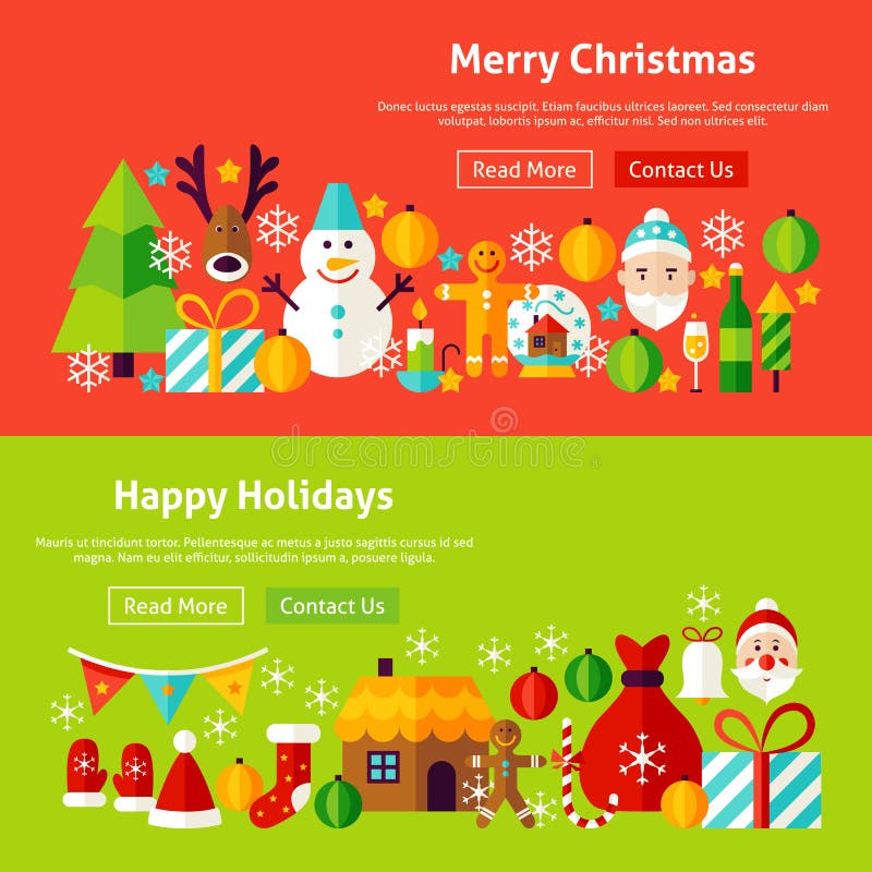 Merry Christmas Website Banners Stock Vector - Illustration of header ...