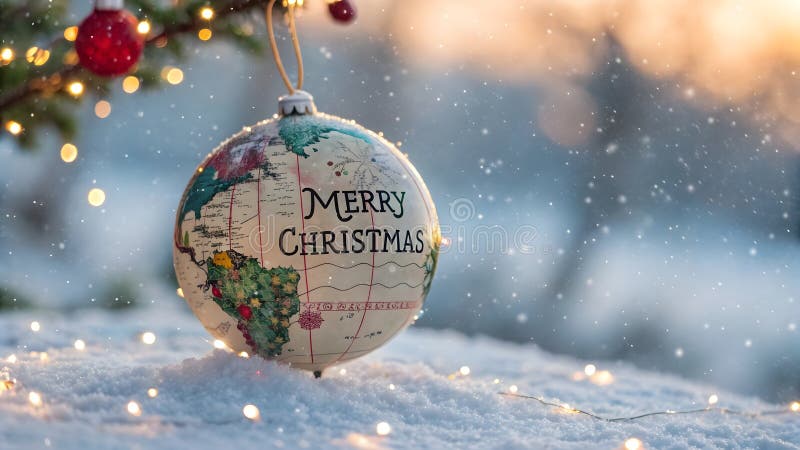 Merry Christmas World Map 3d Globe Bokeh Light on Bokeh Light Abstract ...