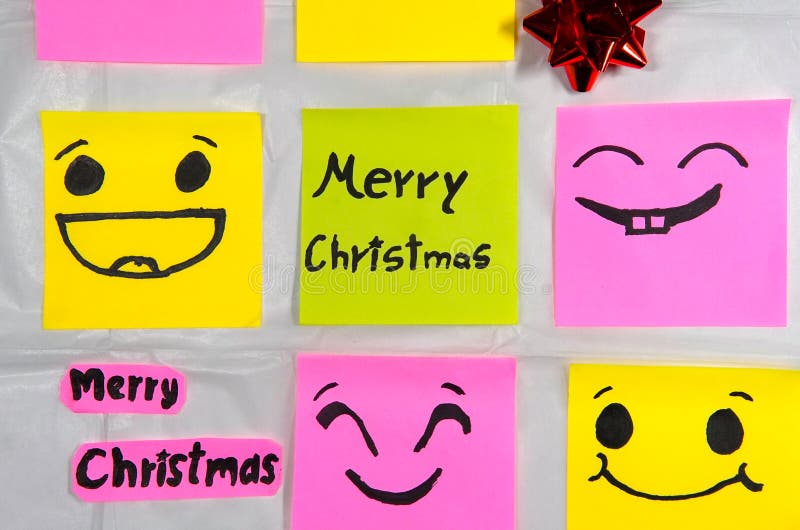 Sticky Notes with Happy Face Surrounded by Positive Messages Stock ...
