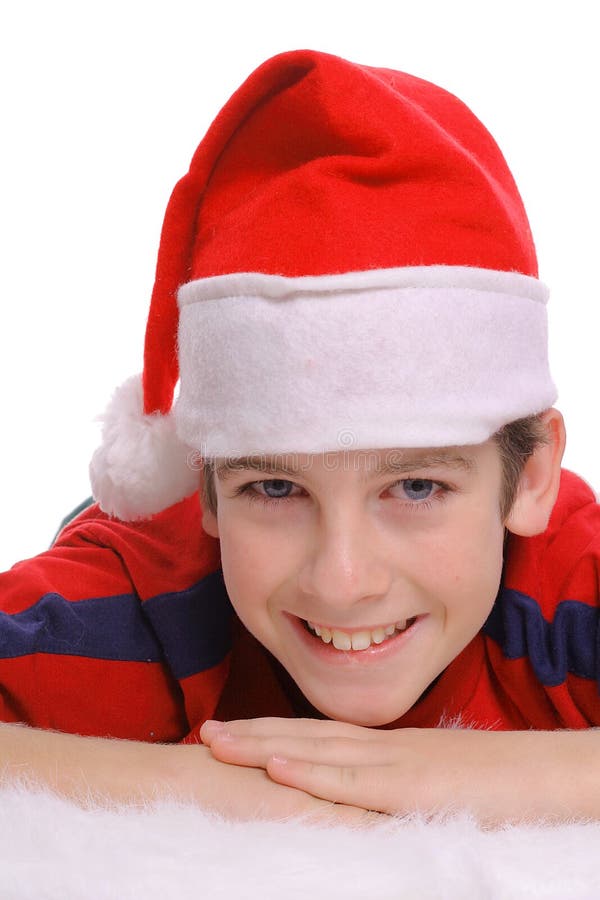 Merry Christmas Young Boy Smile Vertical Stock Image - Image of person ...