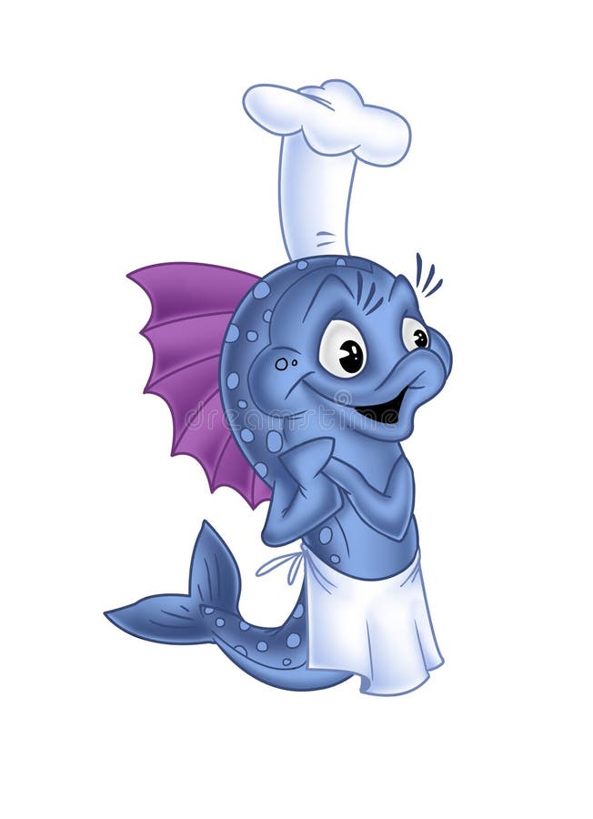 Merry fish cook stock illustration. Illustration of emotions - 17250800