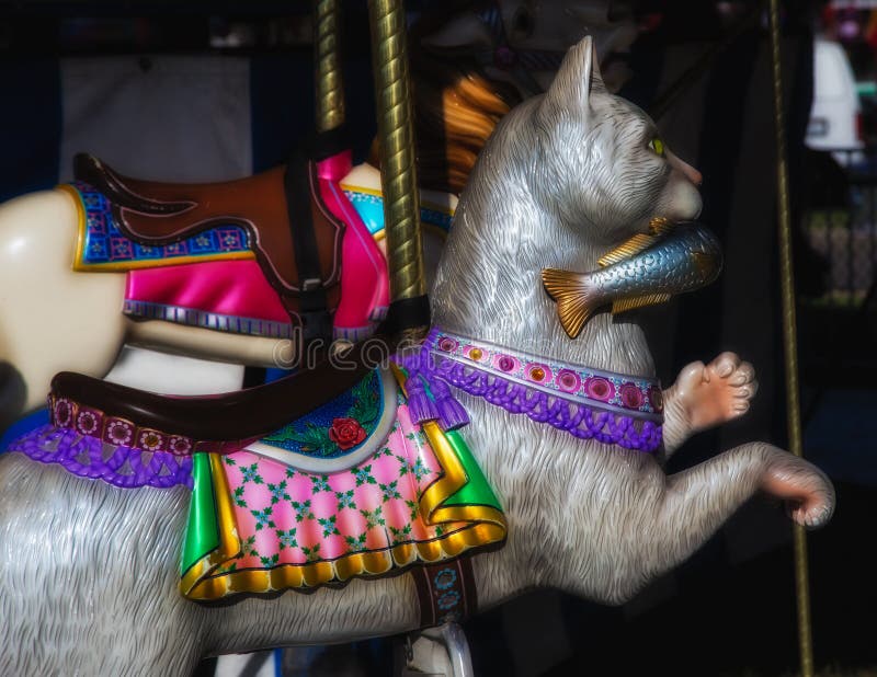 Merry Go Round Cat stock image. Image of funny, carousel - 62476275