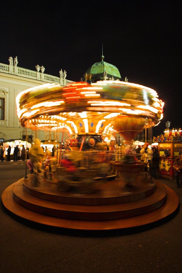 Merry-go-Round on a Christmas Market Stock Image - Image of round ...