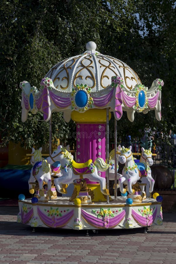 Merry Go Round For Small Children Stock Image - Image of play, round ...