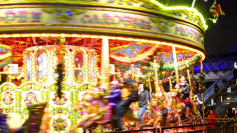 Merry Go Round at Night stock video. Video of carousel - 82790033