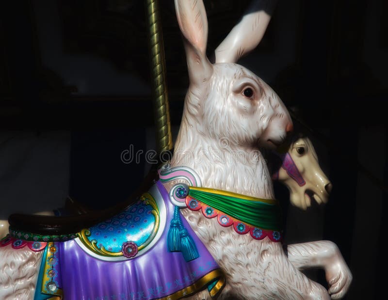Merry Go Round Rabbit and Horse Stock Image - Image of carnival ...