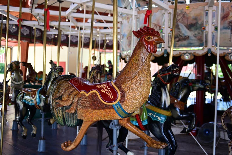 Merry Go Round with a Roaster Editorial Stock Image - Image of summer ...