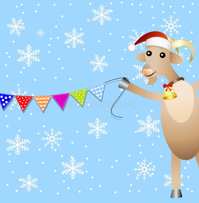Merry Goat in a Skirt and Santa Claus on Skates Stock Vector ...