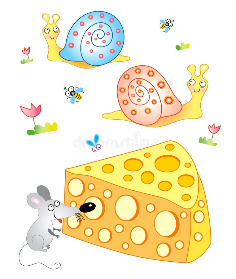 Merry mouse with cheese stock vector. Illustration of beautiful - 12907045