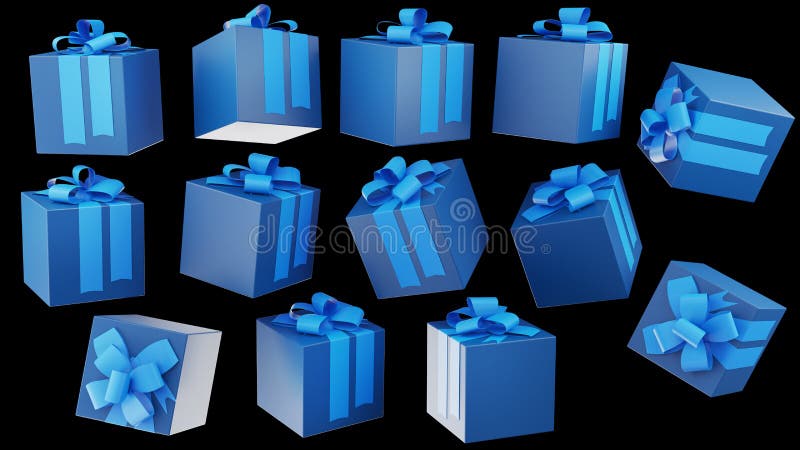 Merry New Year and Merry Christmas 2022 Blue Gift Boxes with Light Blue ...